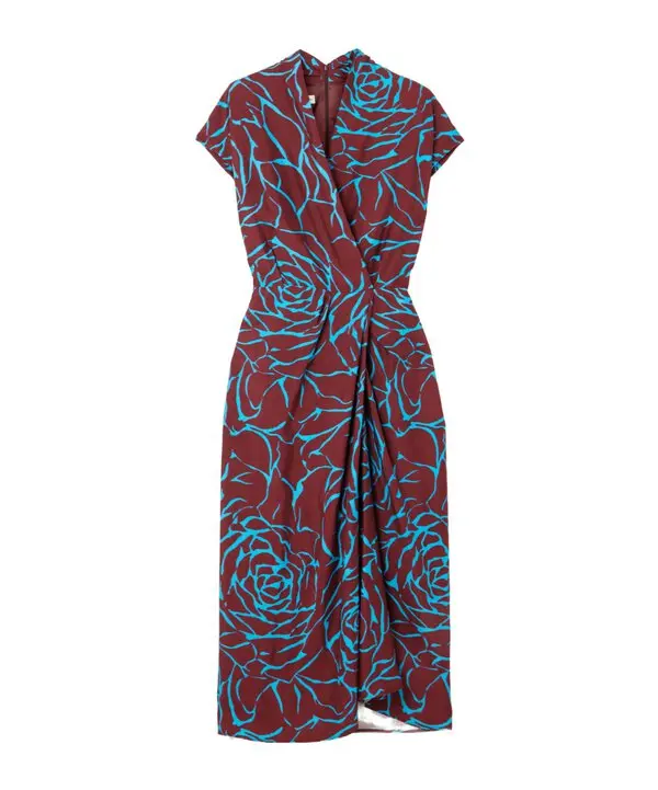 Dries Van Noten Wrap-style Printed Midi Dress - Wine Red