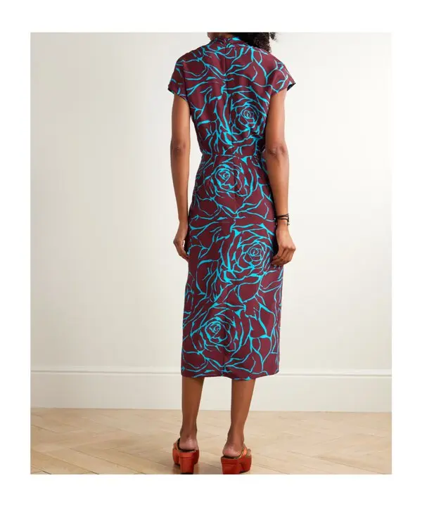 Dries Van Noten Wrap-style Printed Midi Dress - Wine Red