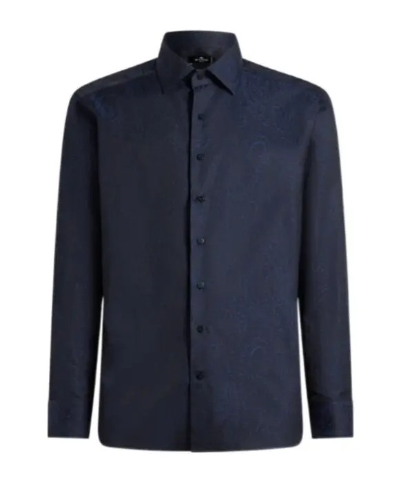 Etro Cotton Jacquard Shirt - Navy Blue