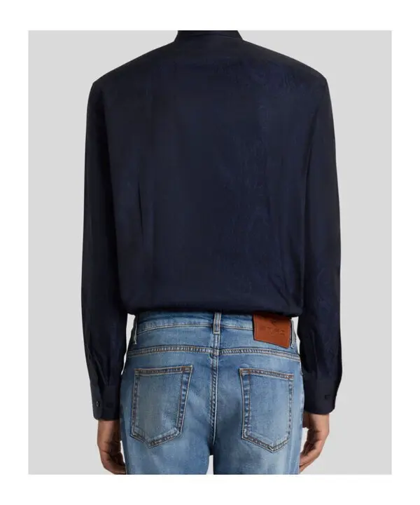 Etro Cotton Jacquard Shirt - Navy Blue