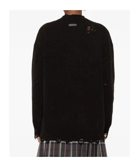 Moschino Distressed Crew Neck Sweater With 'hard Times' Graphic