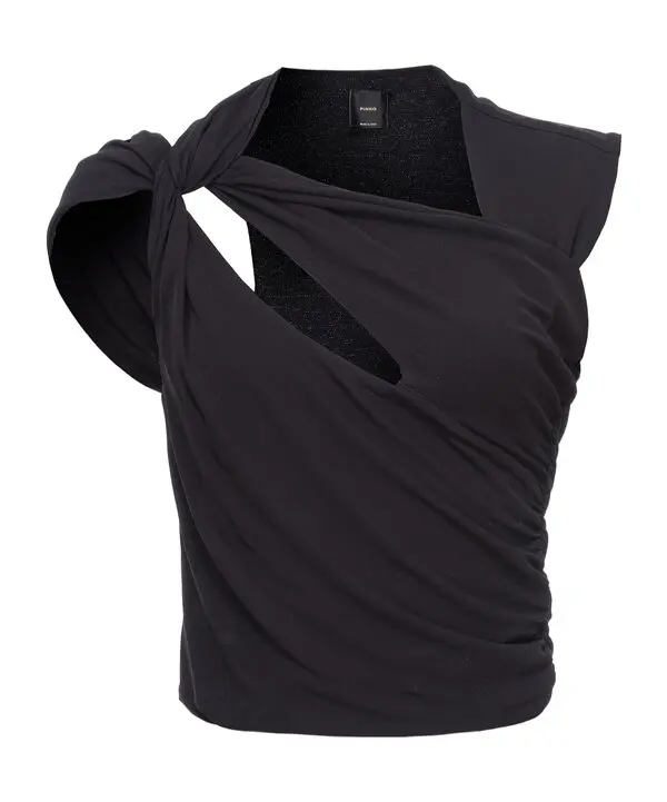 Pinko Asymmetric Ruched Cut-out Top - Black