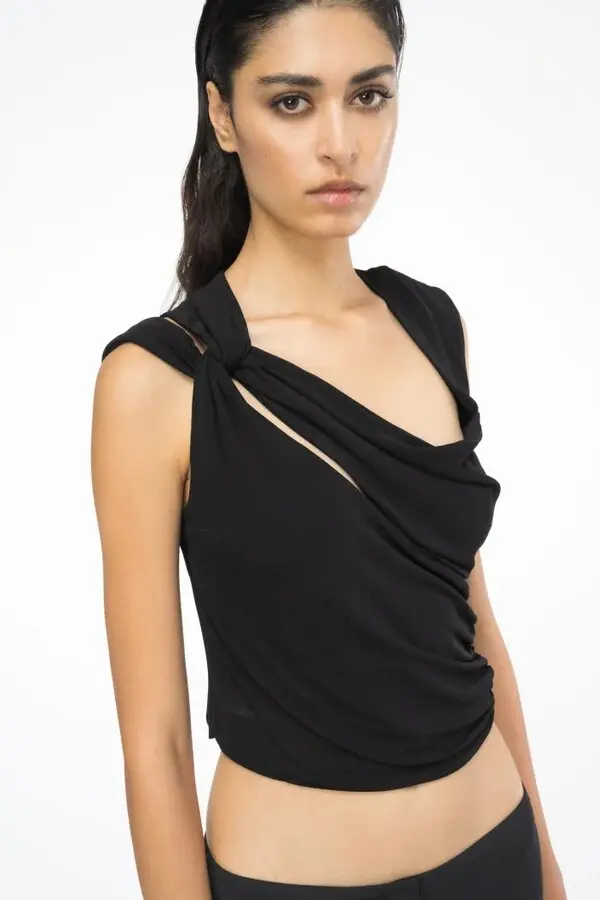 Pinko Asymmetric Ruched Cut-out Top