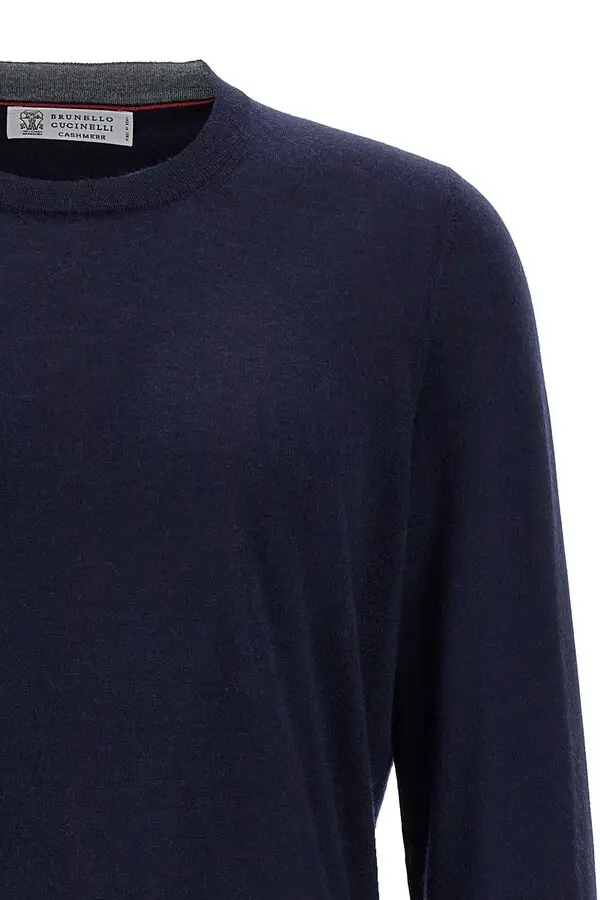 Brunello Cucinelli Crewneck Knitted Jumper - Navy Blue