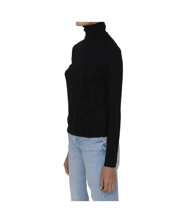 ALLUDE Ribbed Turtleneck Knitwear - Black