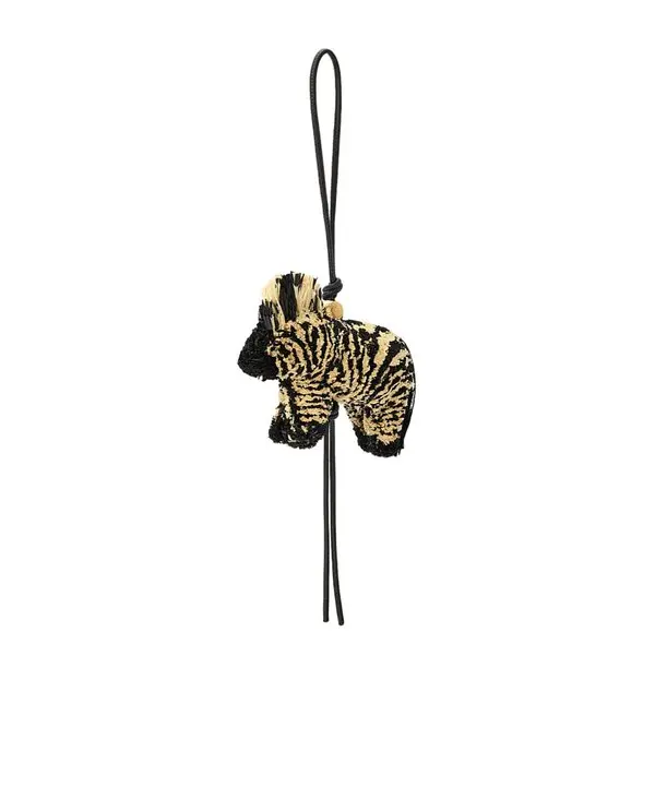 Loewe Zebra Charm In Raffia And Calfskin