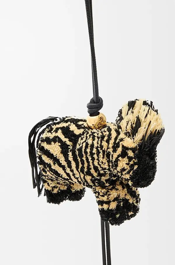 Loewe Zebra Charm In Raffia And Calfskin