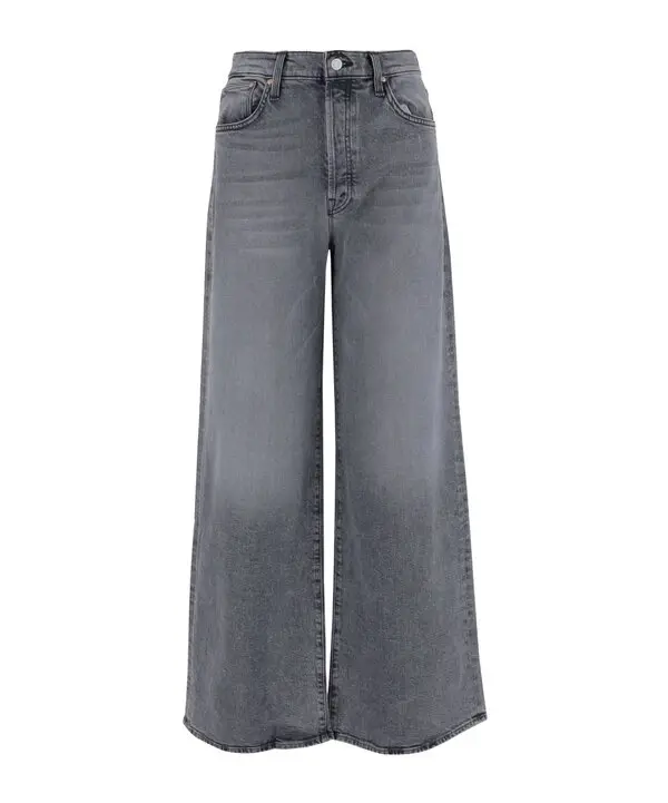 MOTHER Logo Patch Wide Leg Jeans - Gray