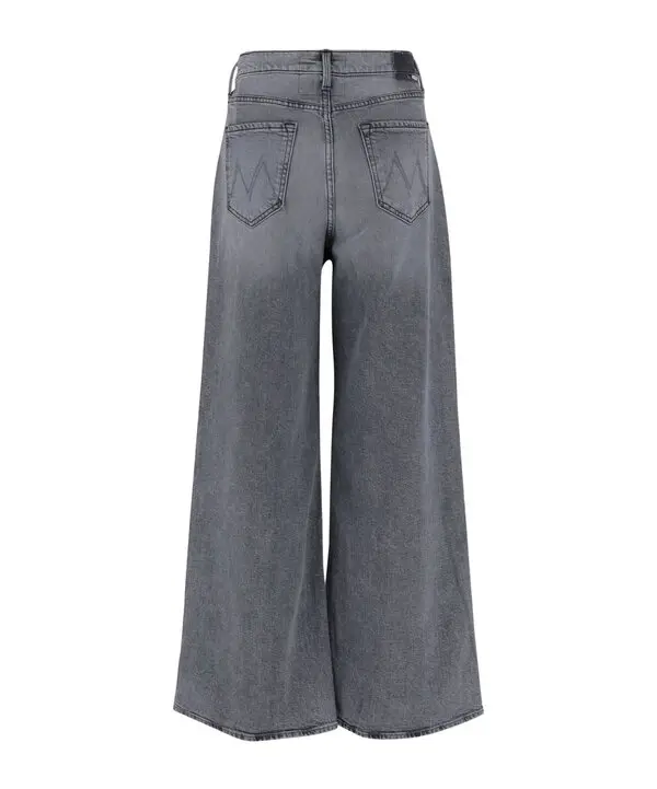 MOTHER Logo Patch Wide Leg Jeans - Gray