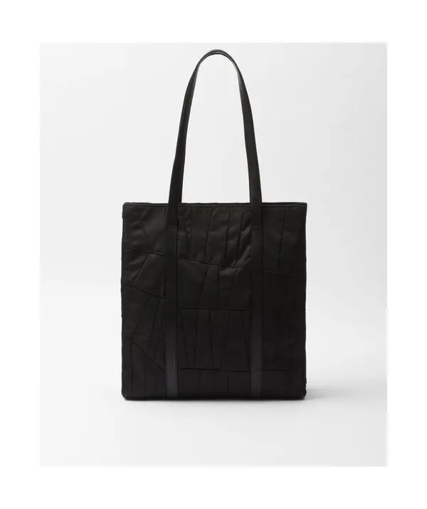 Prada Medium Re-nylon Patchwork Tote Bag With Embroidery And Studs