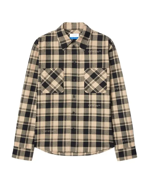 Off-White Checked Long-sleeved Shirt - Nude
