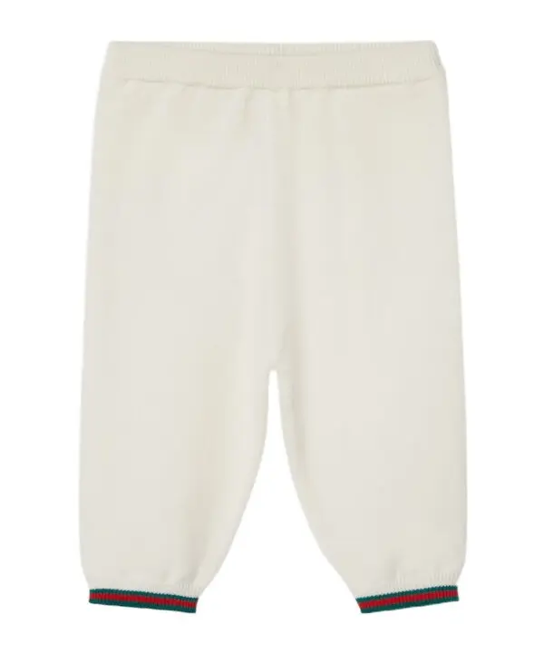 Gucci Baby Wool Pants With Web Trim - White