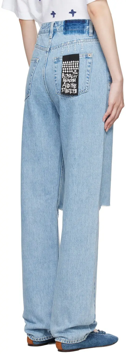 Ksubi Light Wash Distressed Straight Leg Jeans