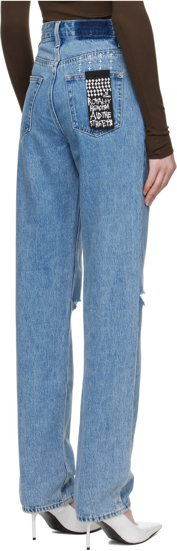 Ksubi Light Wash Distressed Straight Leg Jeans