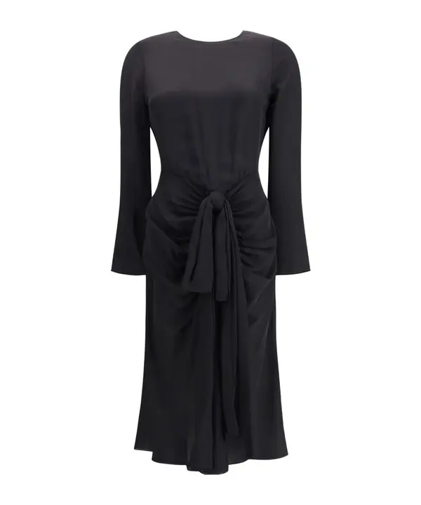 Alaïa Long Sleeve Draped Midi Dress