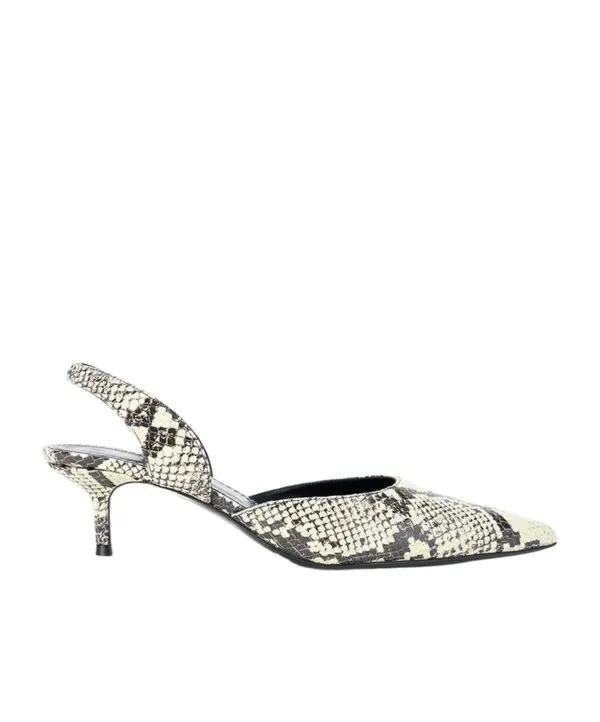 Staud Sebastian Snakeskin Pointed Toe High-heeled Sandals - White Snake