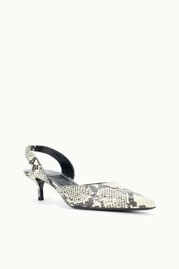 Staud Sebastian Snakeskin Pointed Toe High-heeled Sandals - White Snake