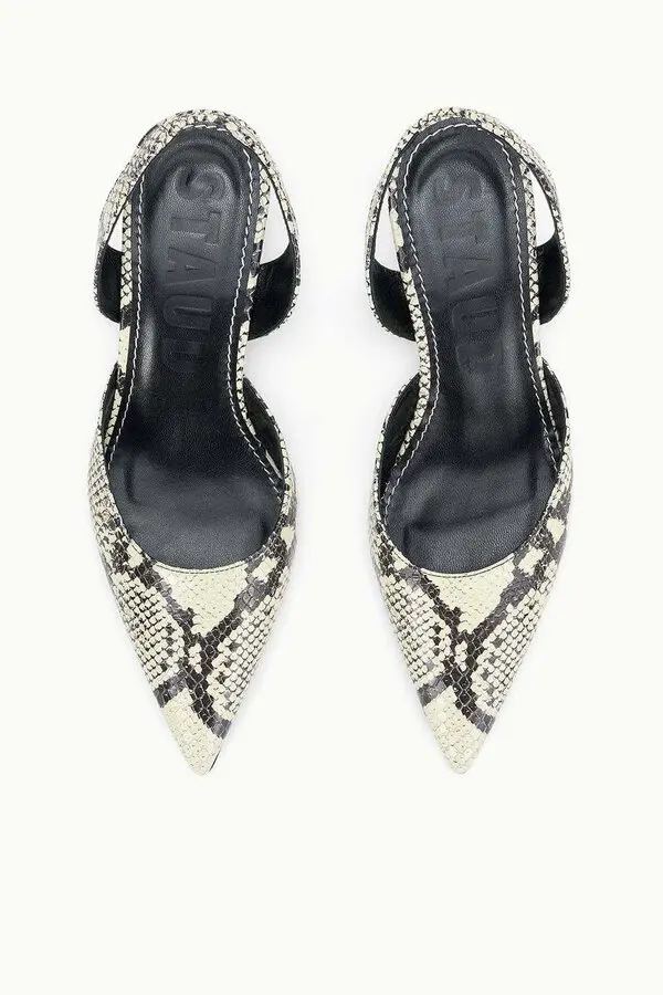 Staud Sebastian Snakeskin Pointed Toe High-heeled Sandals - White Snake