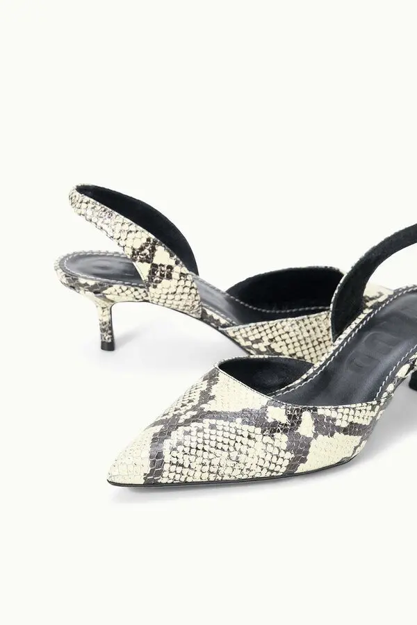 Staud Sebastian Snakeskin Pointed Toe High-heeled Sandals - White Snake