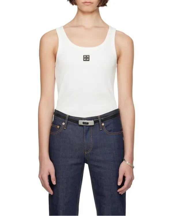 Tory Burch Scoop Neck Ribbed Tank Top