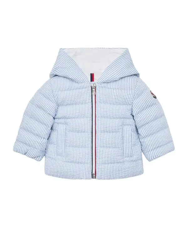 Moncler Haluk Seersucker Hooded Down Jacket