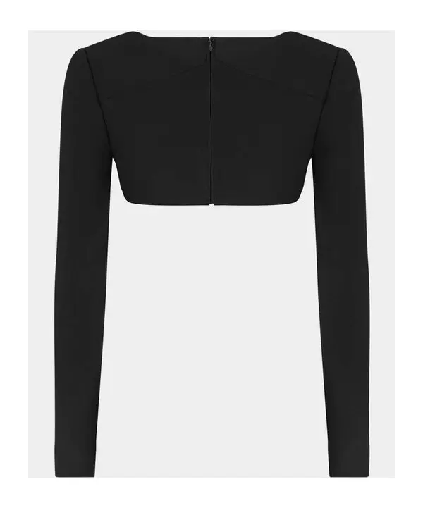 Dsquared2 Cropped Long Sleeve Top With Logo Plaque