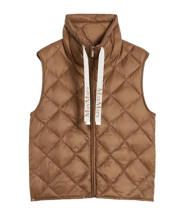 Max Mara Tregic Zip-up Drawstring Gilet - Caramel Color