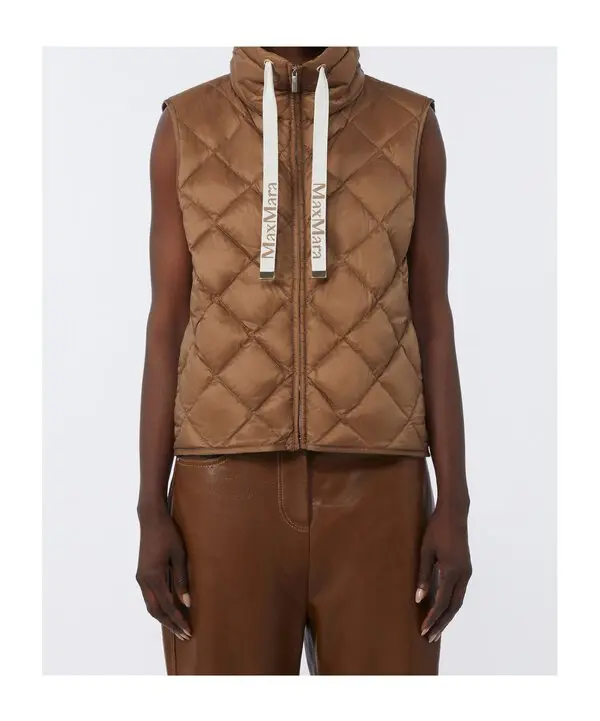 Max Mara Tregic Zip-up Drawstring Gilet - Caramel Color