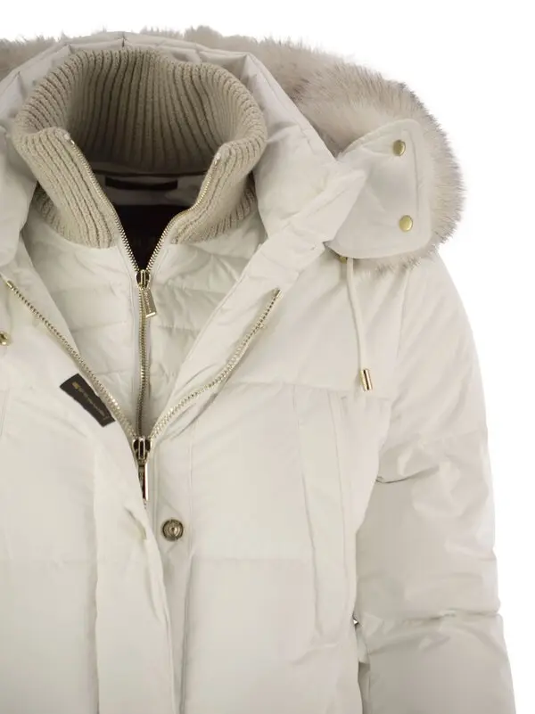 MOORER Long-sleeved Hooded Down Jacket