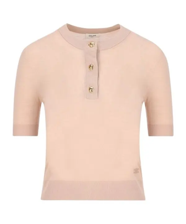 Celine Short-sleeved Knitted Pullover - Pink
