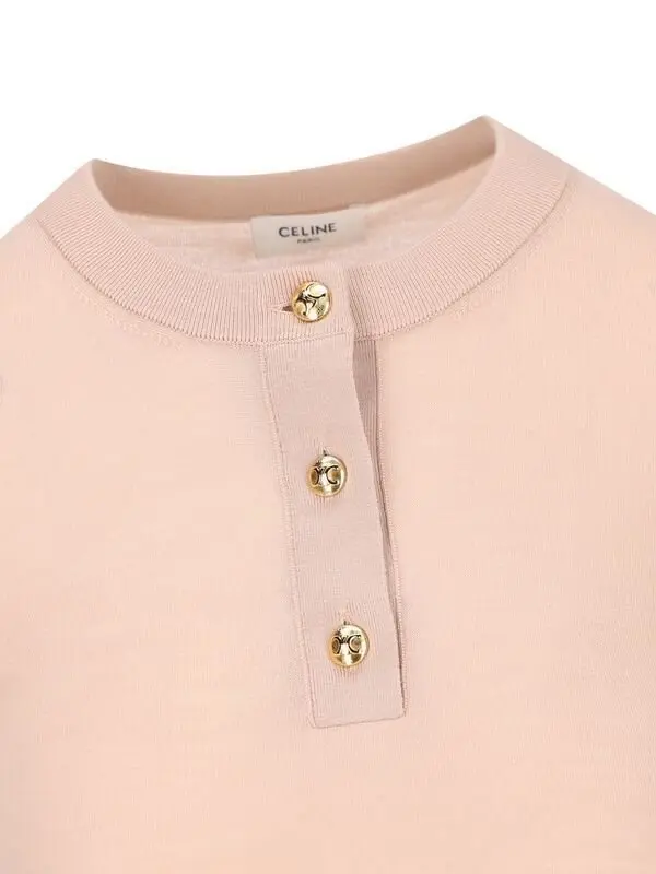 Celine Short-sleeved Knitted Pullover - Pink