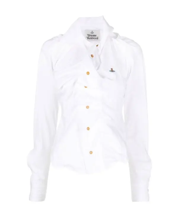 VIVIENNE WESTWOOD Orb Logo Embroidered Shirt - White