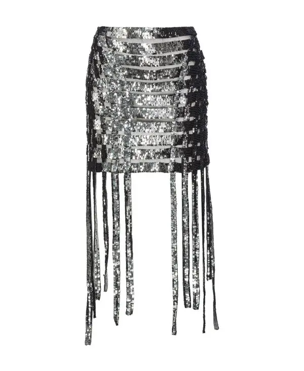 Pinko Sequined Gladiator Skirt With Fringe Detailing