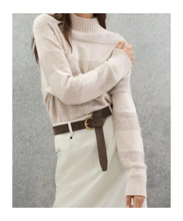 Brunello Cucinelli Striped Roll Neck Knitted Jumper - Desert Yellow