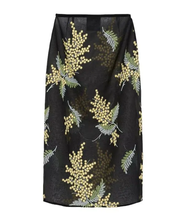 Prada Embroidered Organza Midi-skirt