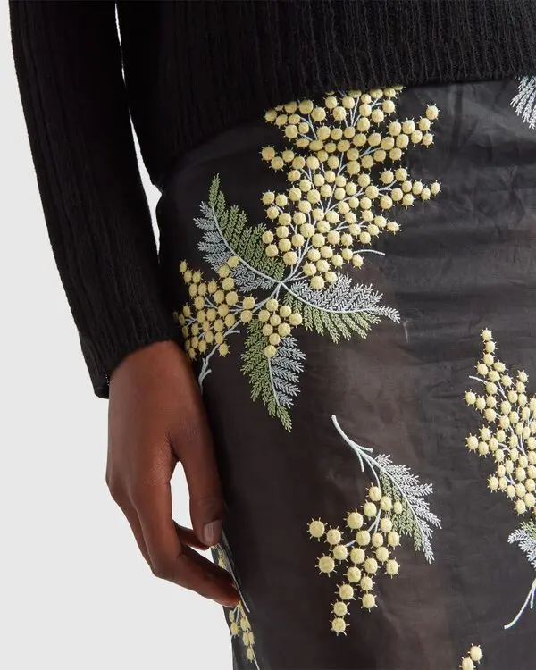 Prada Embroidered Organza Midi-skirt