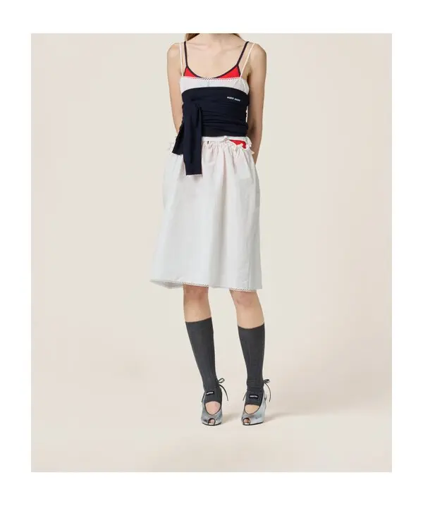 Miu Miu Sleeveless Dress With Logo Detail - White