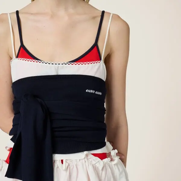 Miu Miu Sleeveless Dress With Logo Detail - White
