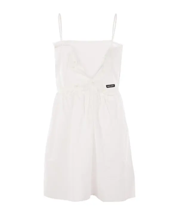 Miu Miu Sleeveless Dress With Logo Detail - White