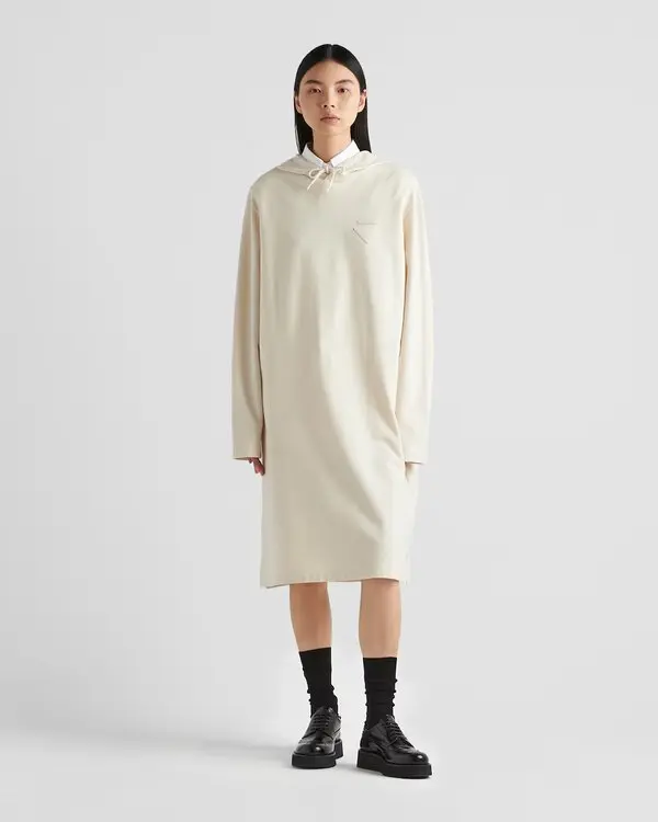 Prada Triangle-logo Drawstring Hoodie Dress
