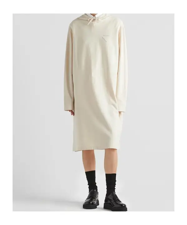 Prada Triangle-logo Drawstring Hoodie Dress