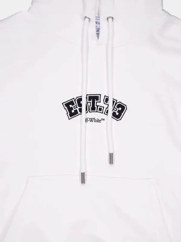 Off-White Cotton Hoodie With Graphic Prints