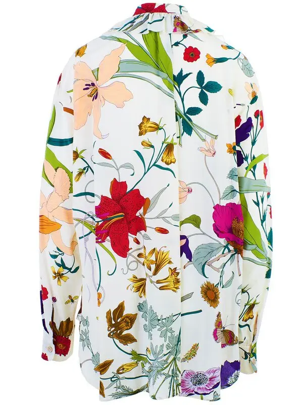 Gucci Ruffle Trim Floral Print Shirt