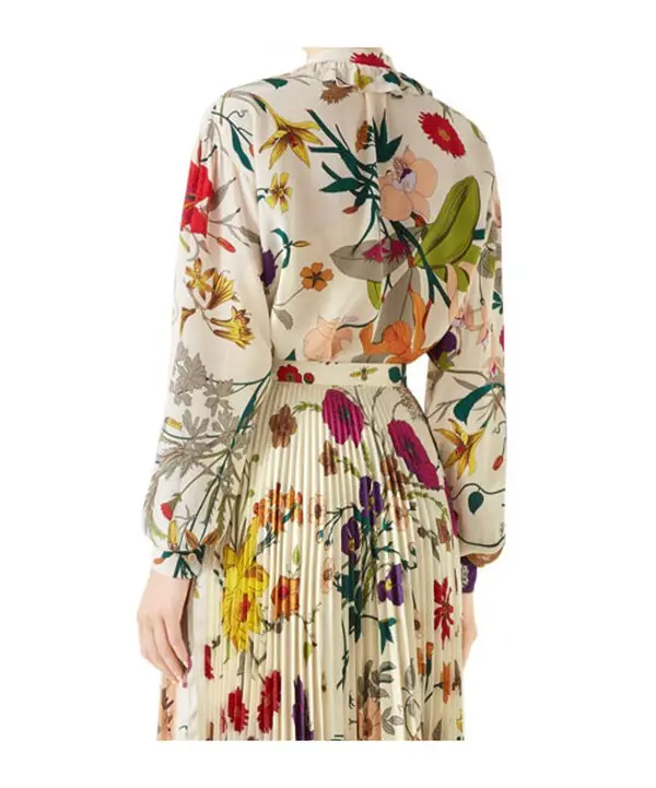 Gucci Ruffle Trim Floral Print Shirt