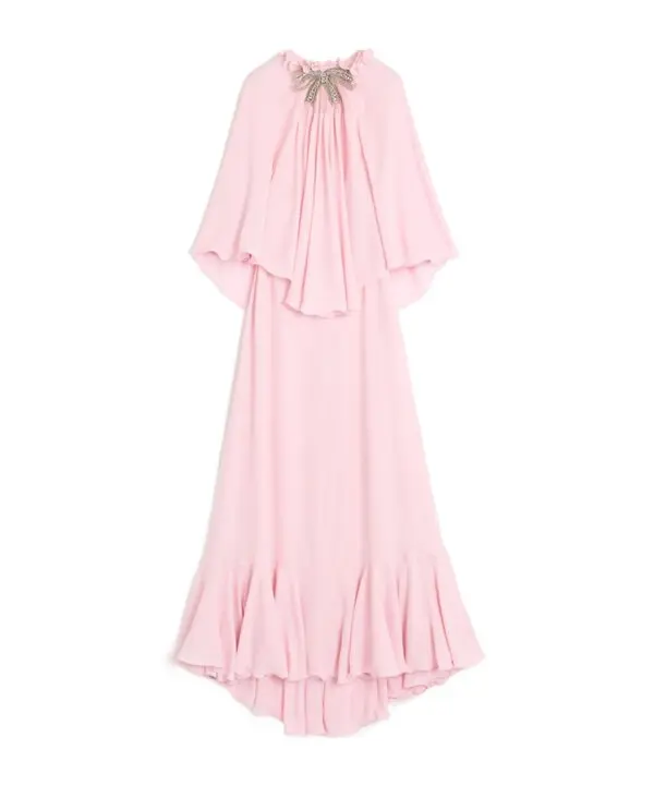 Valentino Garavani Embellished Bow Cape Dress