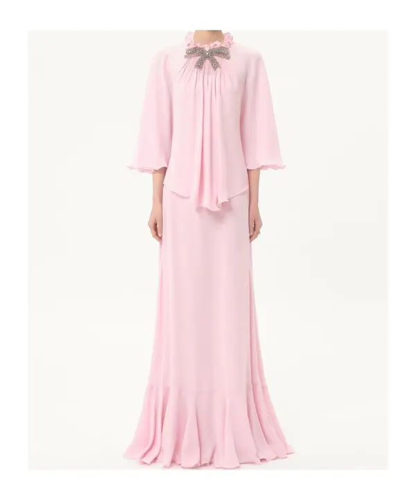 Valentino Garavani Embellished Bow Cape Dress