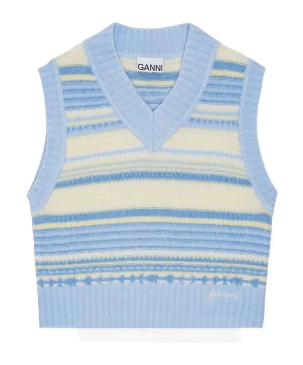 GANNI Striped Knit Vest