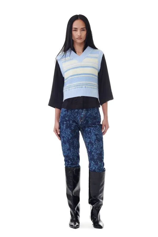 GANNI Striped Knit Vest