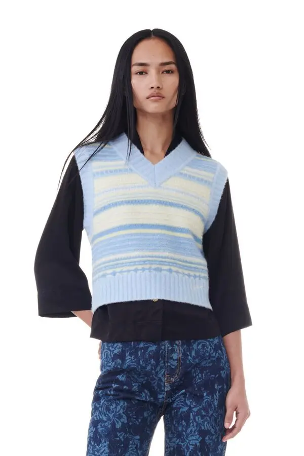 GANNI Striped Knit Vest