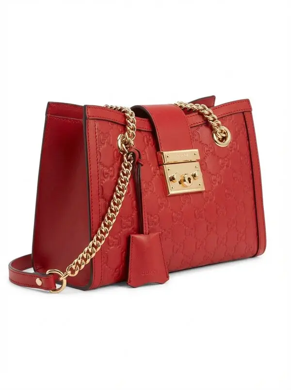 Gucci Logo Embossed Shoulder Bag - Red